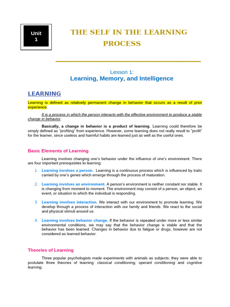 Understanding Learning Theories and Processes | PDF | Classical ...