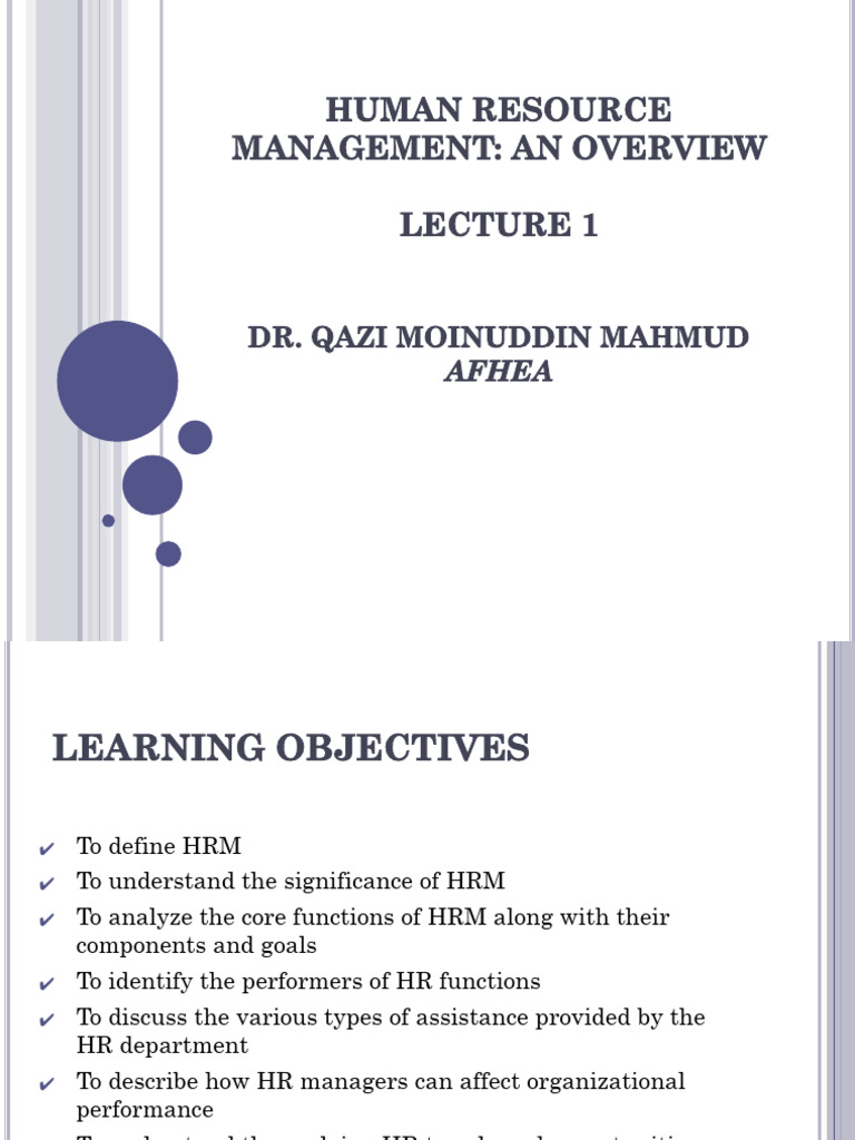 HRM Lecture 1 | PDF | Human Resources | Human Resource Management