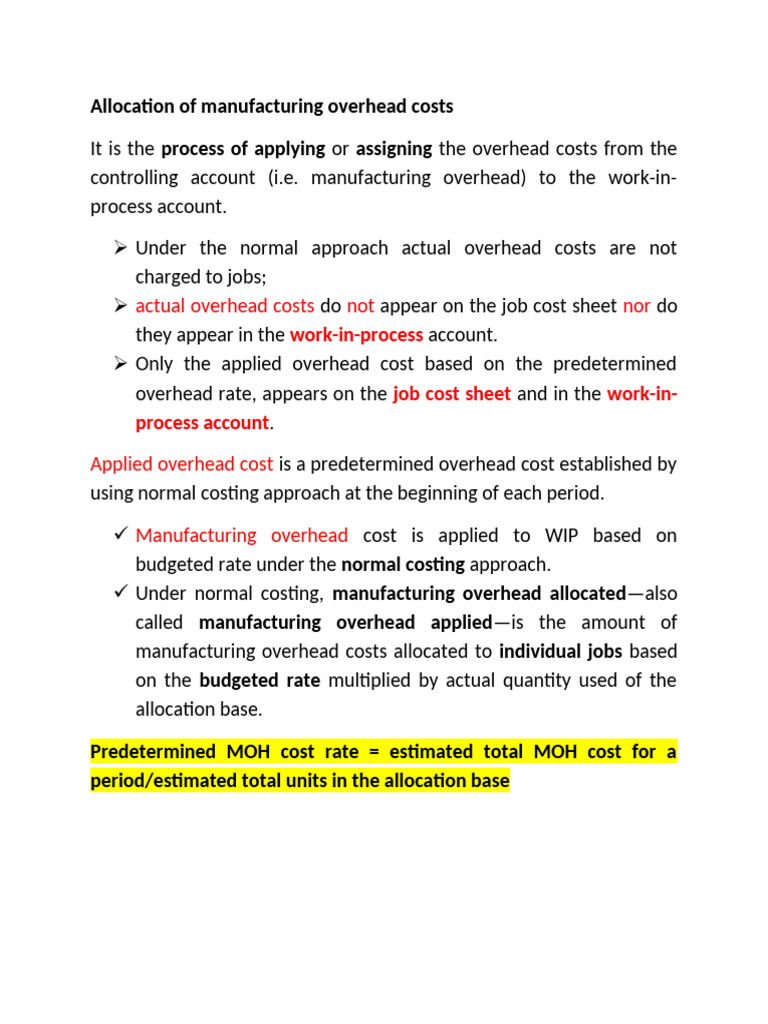 CHapter 4 Allocation of MOH costs | PDF | Inventory | Weighted ...