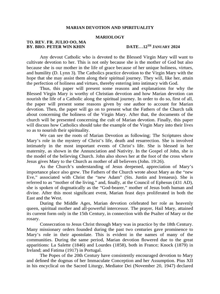 Devotion to Mary | PDF | Mary, Mother Of Jesus | Catholic Church