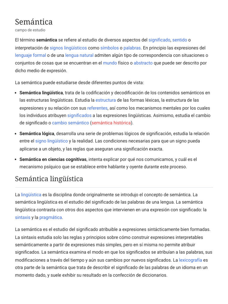 Introducción a la Semántica Lingüística | PDF | Semántica | Mecánica ...
