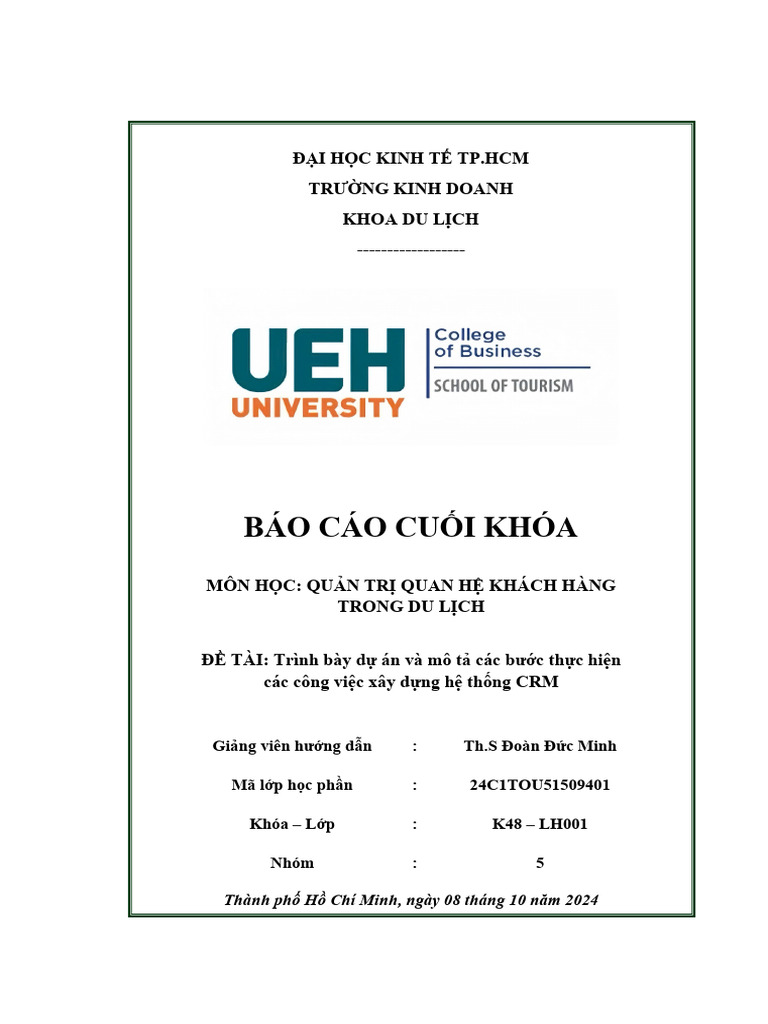 CRM3 Nhóm 5 Bài tiểu luận báo cáo cuối kỳ | PDF