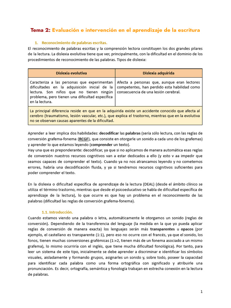 Wuolah Free Tema 2 Evaluacion e Intervencion en El Aprendizaje de La Escritura Gulag Free | PDF ...