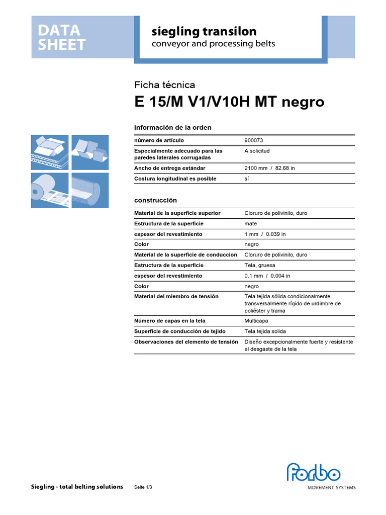 Data Sheet: E 15/M V1/V10H MT Negro | PDF | Revestimiento | Materiales