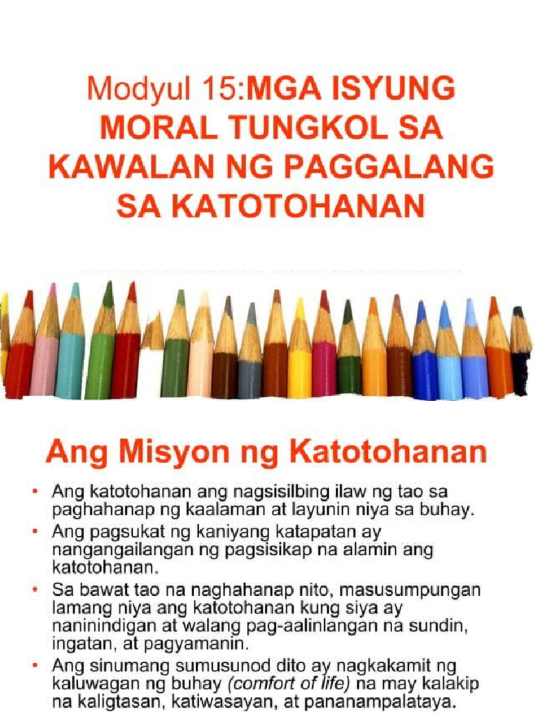 Mga Isyung Moral Tungkol Sa Kawalan NG Paggalang Sa Katotohanan | PDF