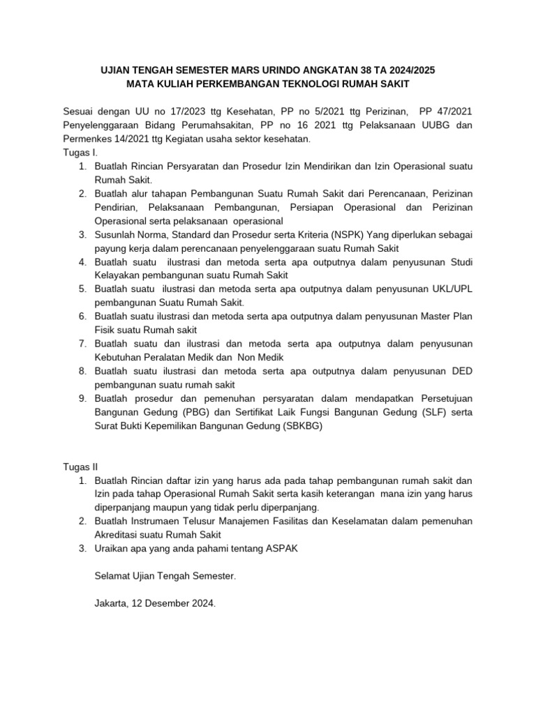 Ujian Tengah Semester MARS URINDO Angkatan 38 | PDF