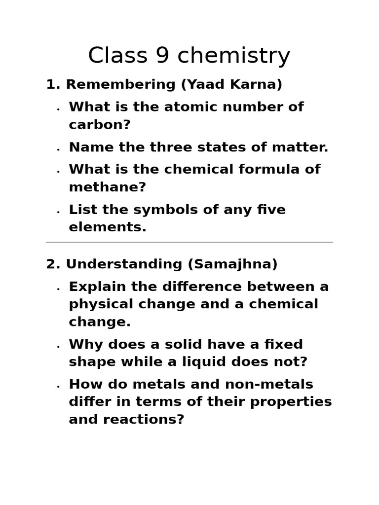 Class 9 Chemistry | PDF