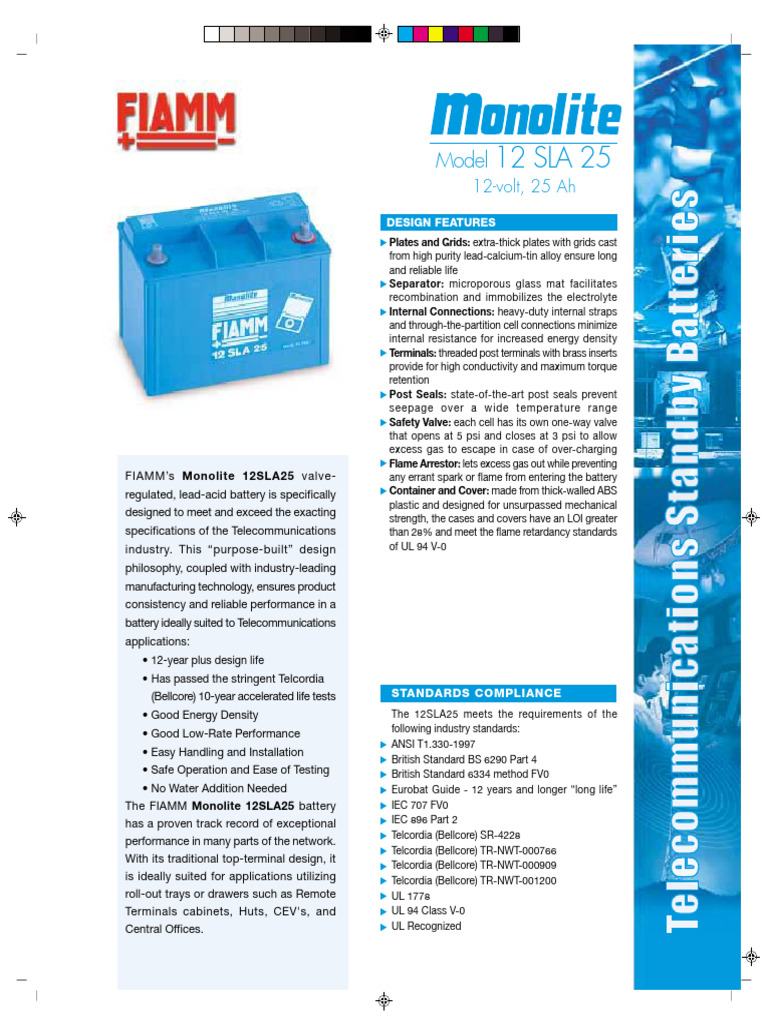 fiamm-12sla25 | PDF | Electricity | Electrical Engineering