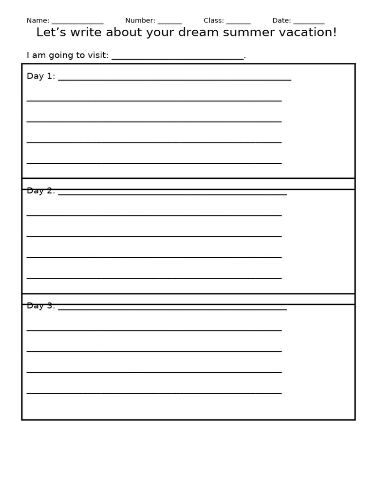 Dream Summer Vacation Plan | PDF