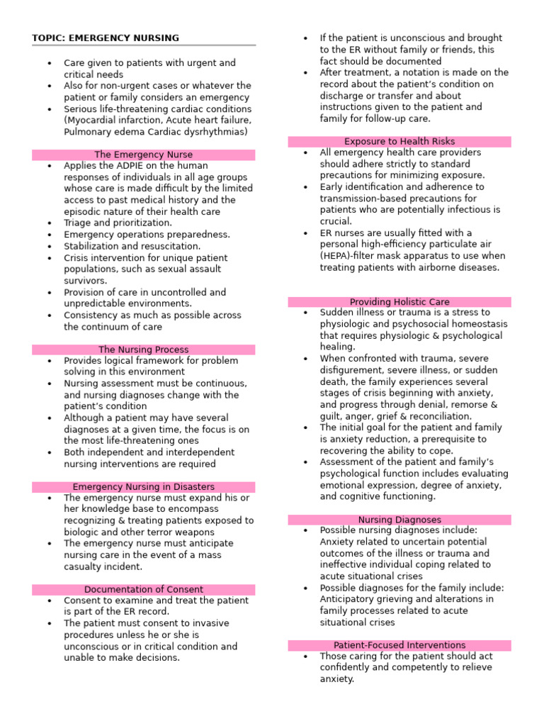 EMERGENCY NURSING | PDF | Bleeding | Shock (Circulatory)