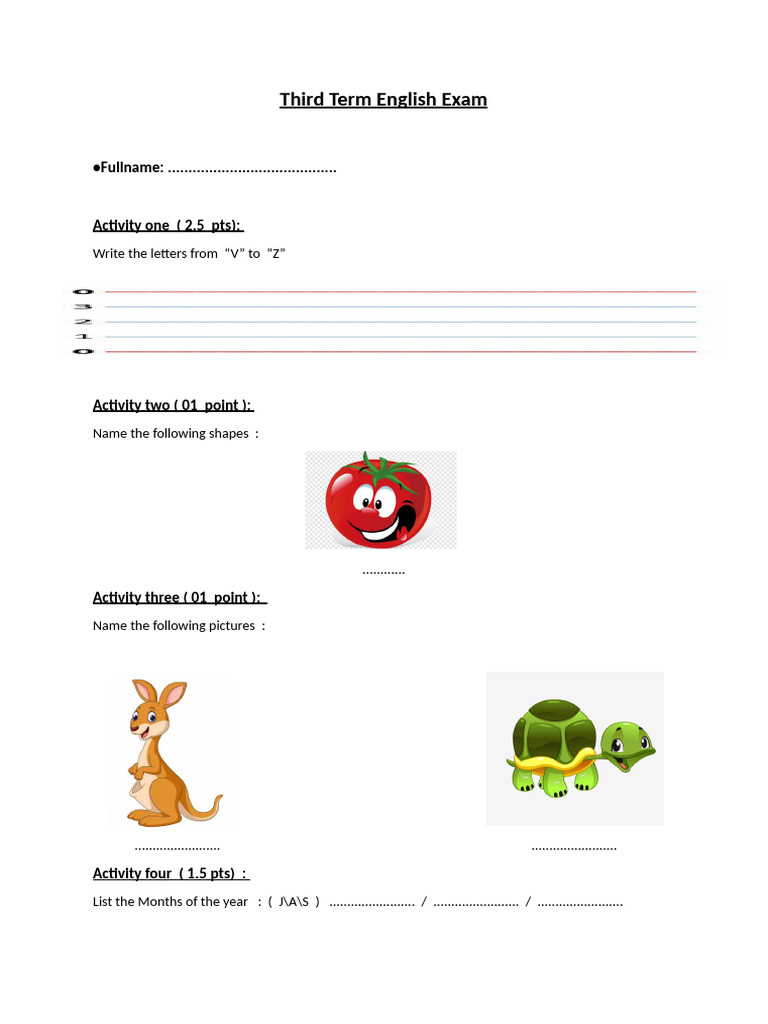 Third Term English Exam Overview | PDF