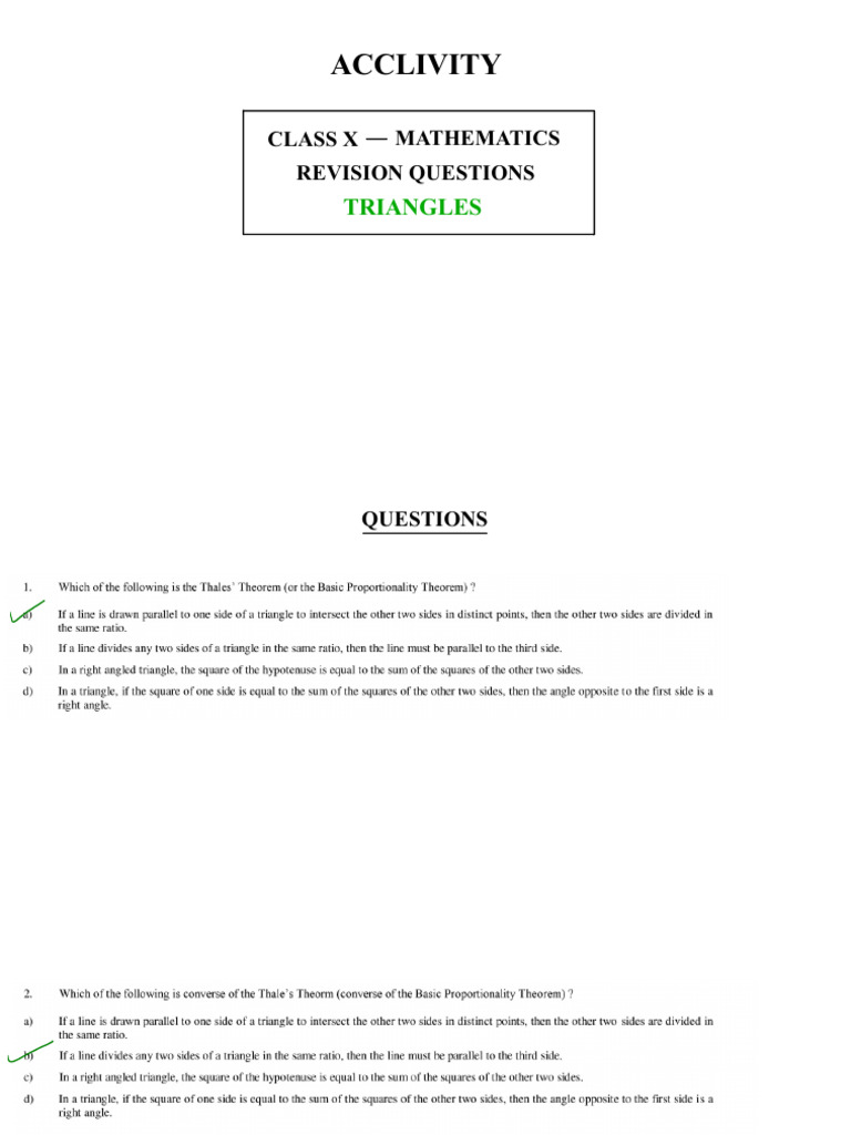 11 (b) - Revision Questions on TRIANGLES (Solved) | PDF