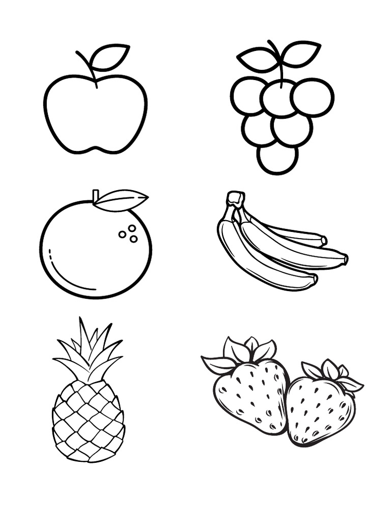 Yellow Illustrated Fruit Coloring Worksheet | PDF