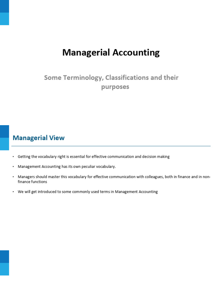 Managerial Accounting: Cost Classifications | PDF | Management ...