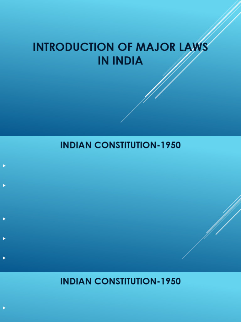 4 - Introduction of Major Laws of India | PDF | Statutory Law ...