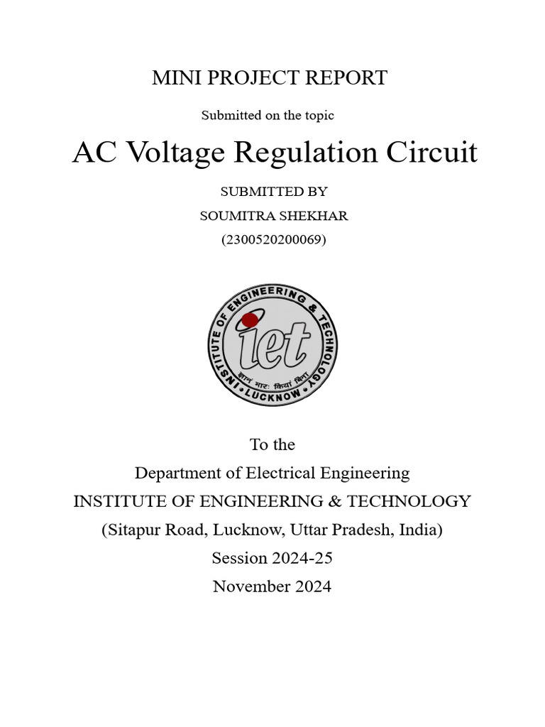 Mini Project Report (1) | PDF | Capacitor | Alternating Current