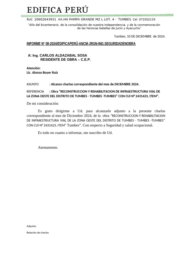 Charlas SST Diciembre-2024 Edifica Perú | PDF