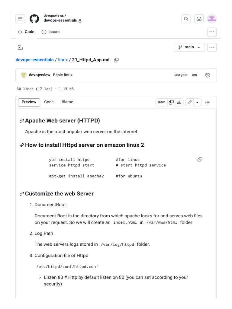 Devops-Essentials Linux 21 HTTPD App - MD at Main Devopsviews Devops-Essentials | PDF