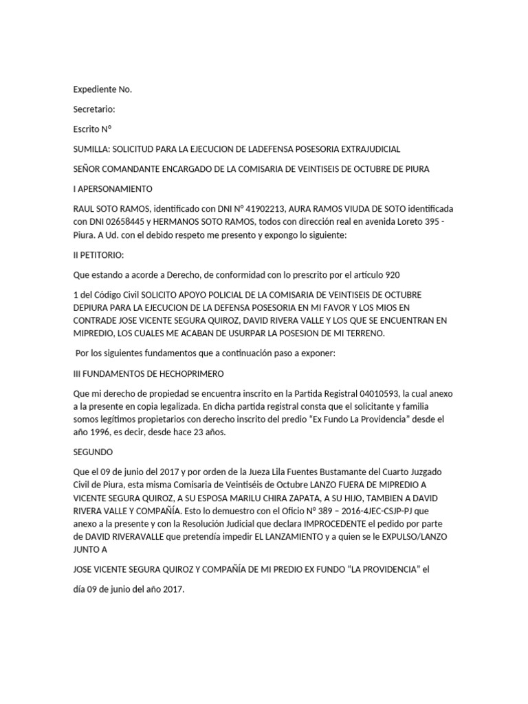 Defensa Posesoria | PDF Defensa Posesoria | PDF