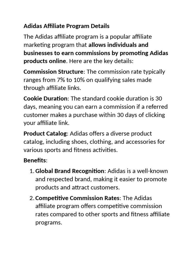 Adidas Affiliate Program Details | PDF | Affiliate Marketing | Brand