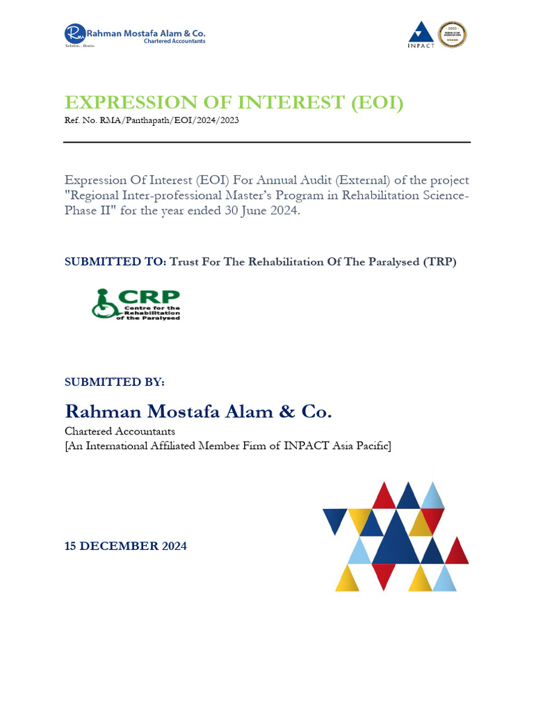 External Audit EOI for TRP Project | PDF | Audit | Internal Control