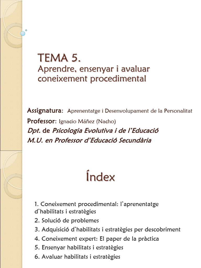 Tema_5_coneixement procedimental | PDF