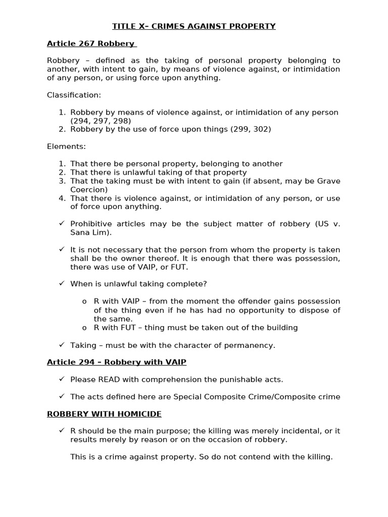 10 - Crimes Against Property | PDF | Fraud | Robbery