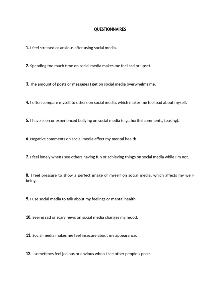 QUESTIONNAIRES Group2 | PDF