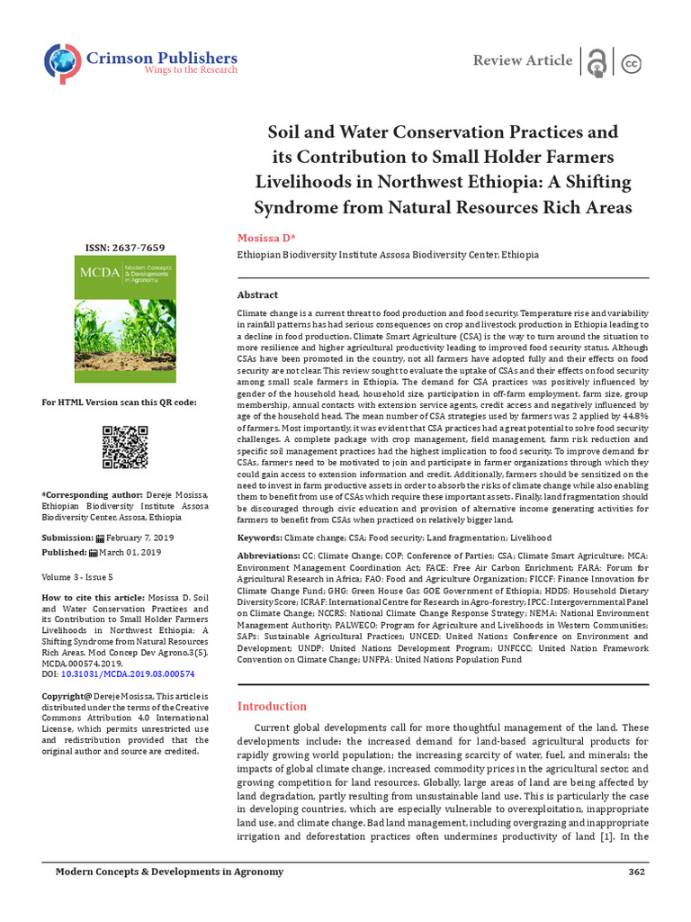 Soil and Water Conservation Practices and Its Cont | PDF | Agriculture ...