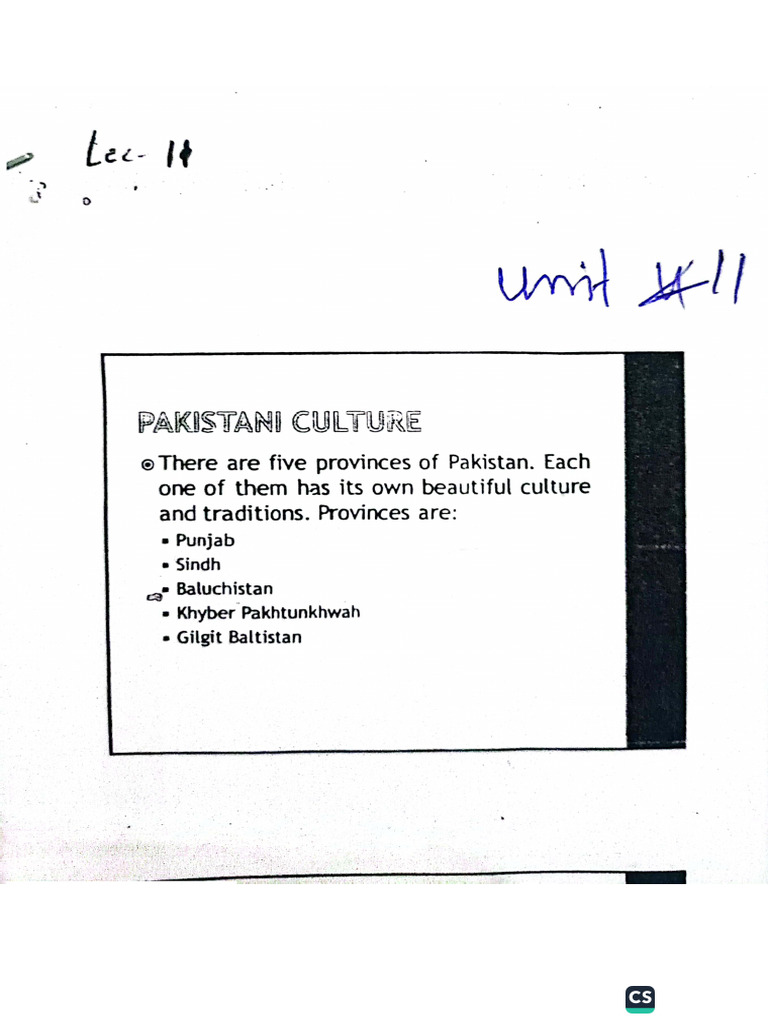 Unit-4 Pakistani Society, Pakistan Cultural Perspective | PDF
