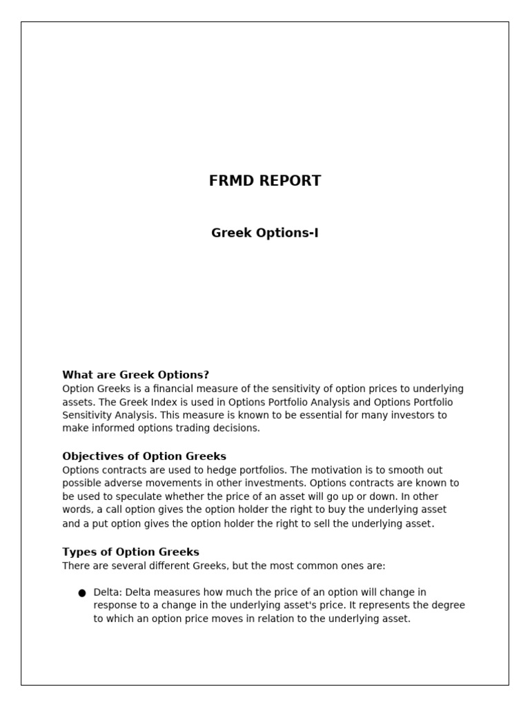 Greek Option I Report | PDF | Greeks (Finance) | Option (Finance)