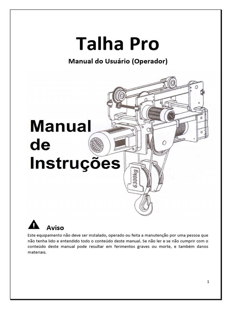 Manual - Talha Pro | PDF | Engrenagem | Parafuso