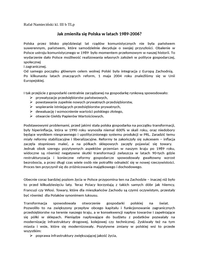 Polska 1989-2006 | PDF