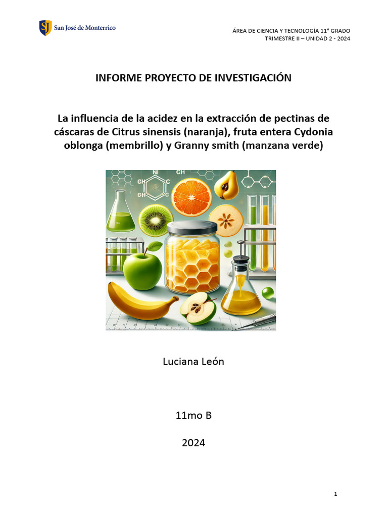 pROYECTO EXTRACCIÓN DE PECTINAS | PDF | Ácido | Gusto