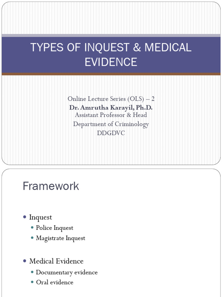 2_Types of Inquest and Medical Evidence | PDF | Coroner | Witness