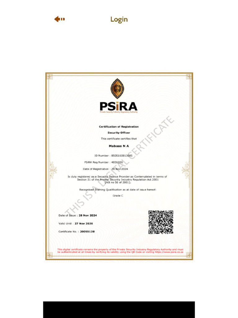 Psira Certificate | PDF