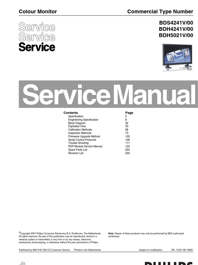 Philips Bds4241v Service Manual | PDF | Video | Media Technology