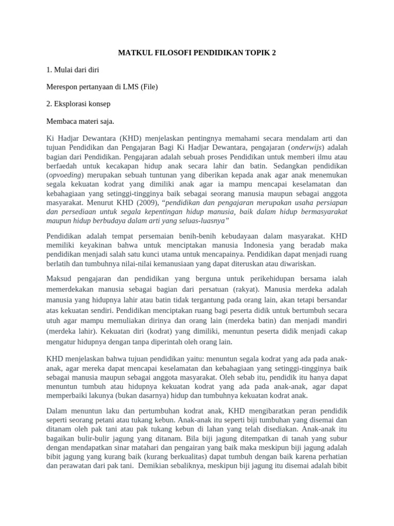 MATKUL FILOSOFI PENDIDIKAN TOPIK 2 | PDF