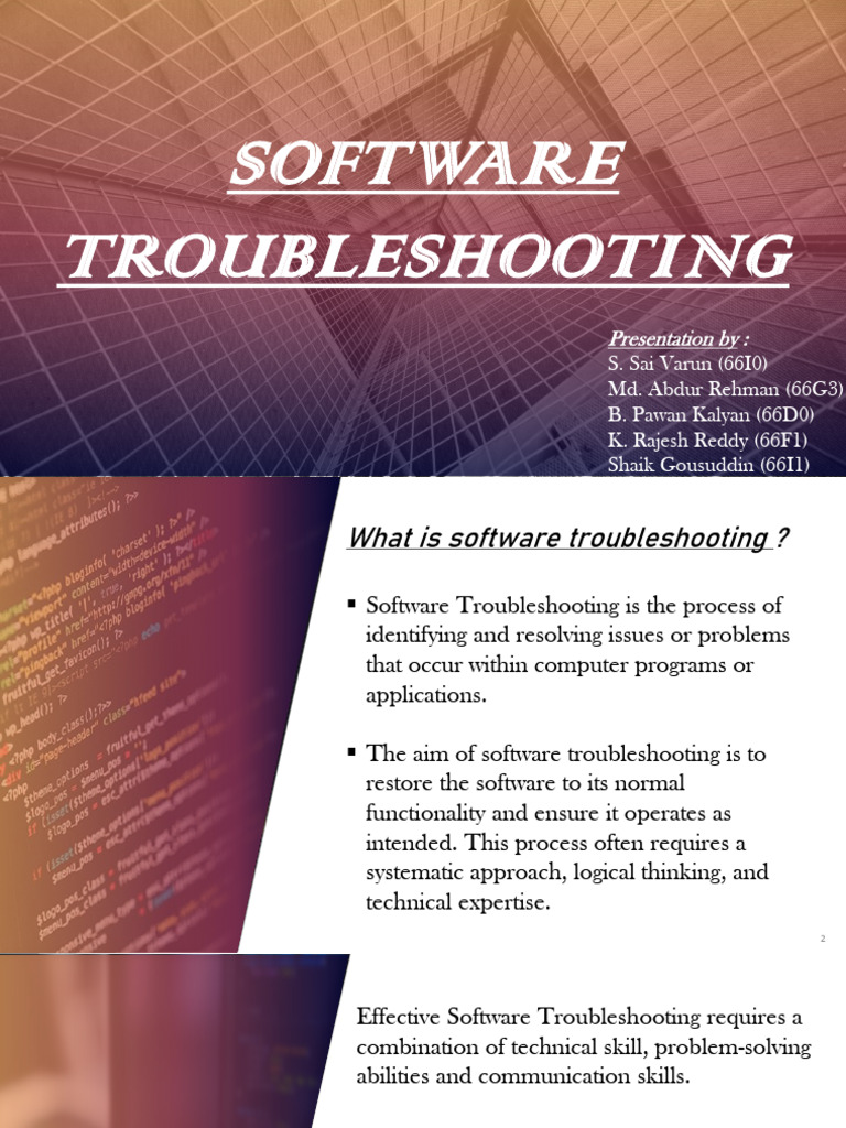 Software Troubleshooting | PDF | Troubleshooting | Debugging