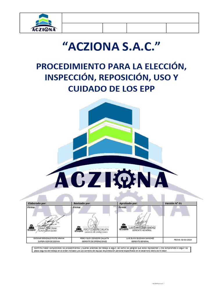 Procedimiento para La Elección, Inspección, Reposición, Uso y Cuidado de Los EPP | PDF