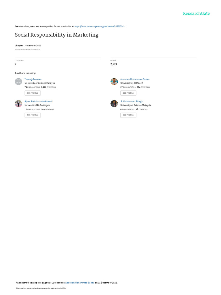 Social Responsibility in Marketing | PDF | Corporate Social ...