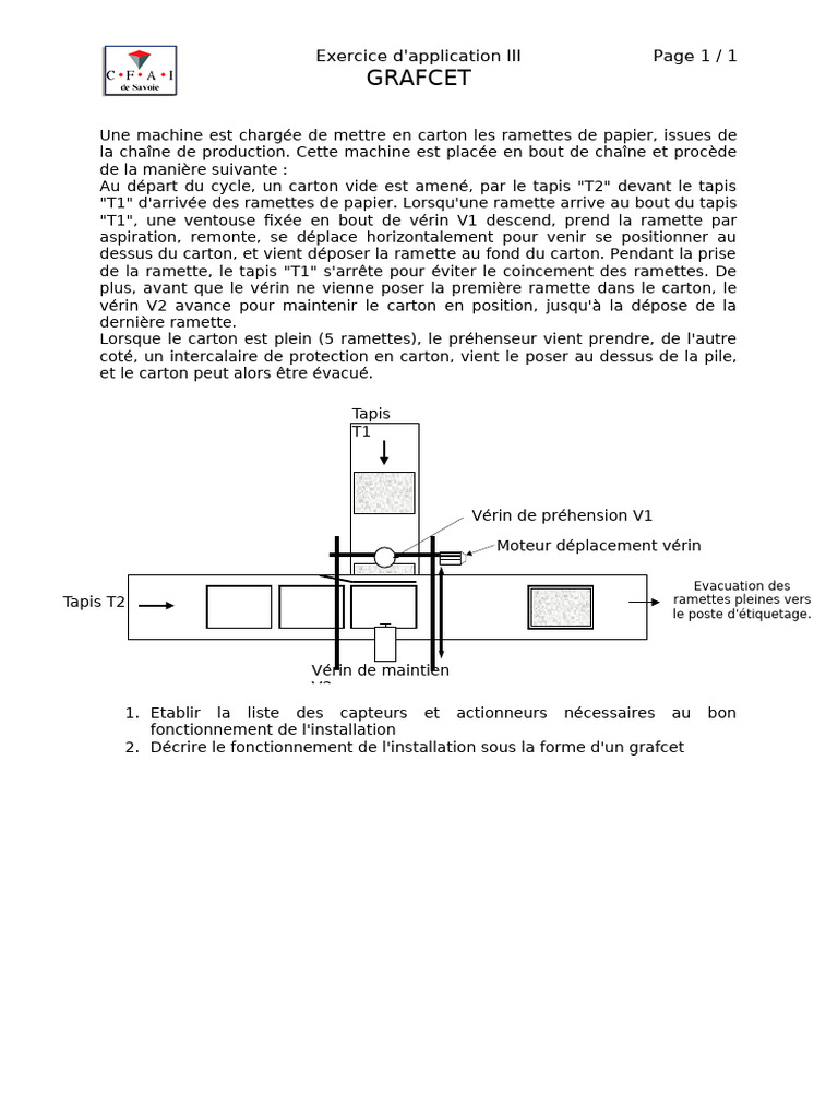 Exercice Grafcet III | PDF