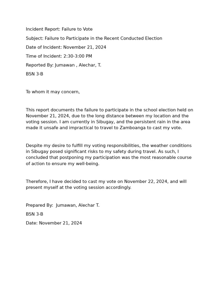 Incident Report IIIB | PDF