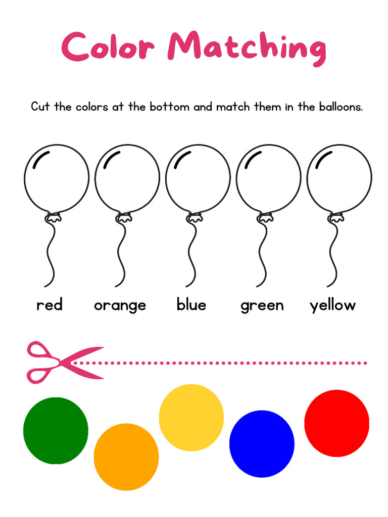 Colorful Simple Color Matching Practice Worksheet (1) | PDF