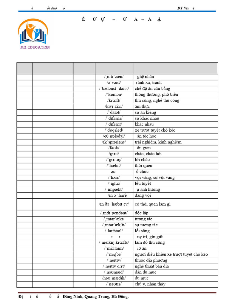 Anh 8 - Phiếu TV-NP-BT Unit 6 | PDF