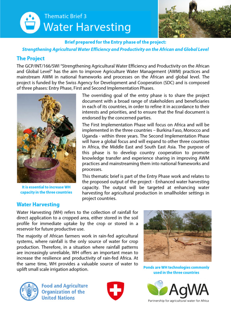 1 - Harvesting - Thematic Brief - en | PDF | Agriculture | Irrigation