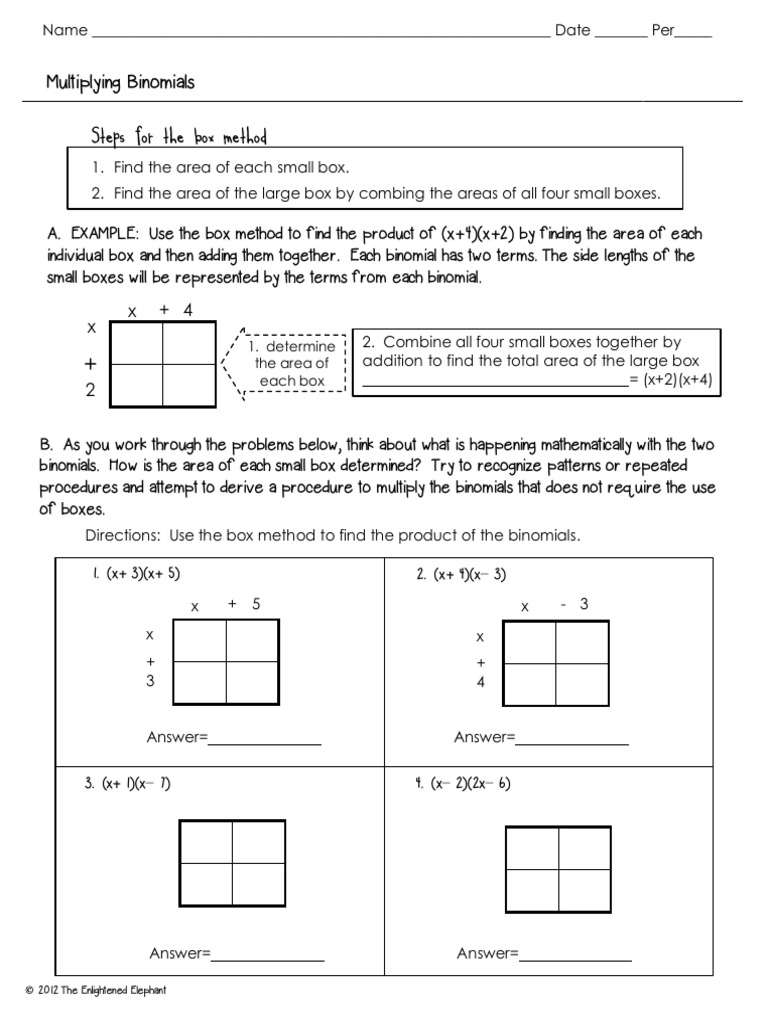 Multiply Binomials | PDF