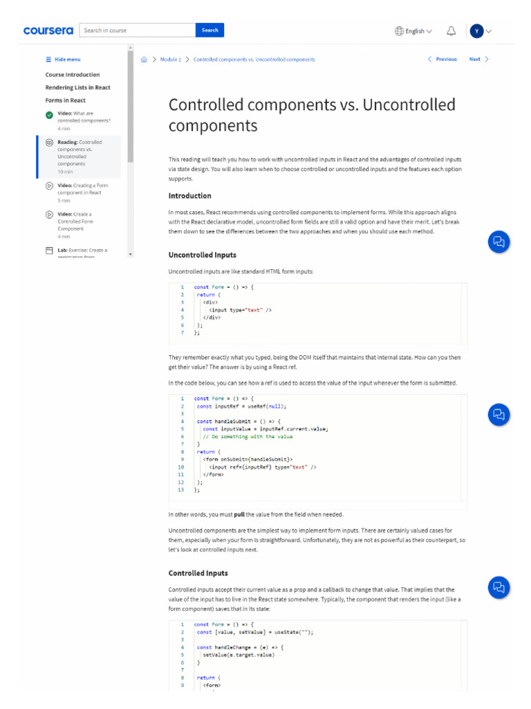 Controlled Components Vs Uncontrolled Components | PDF
