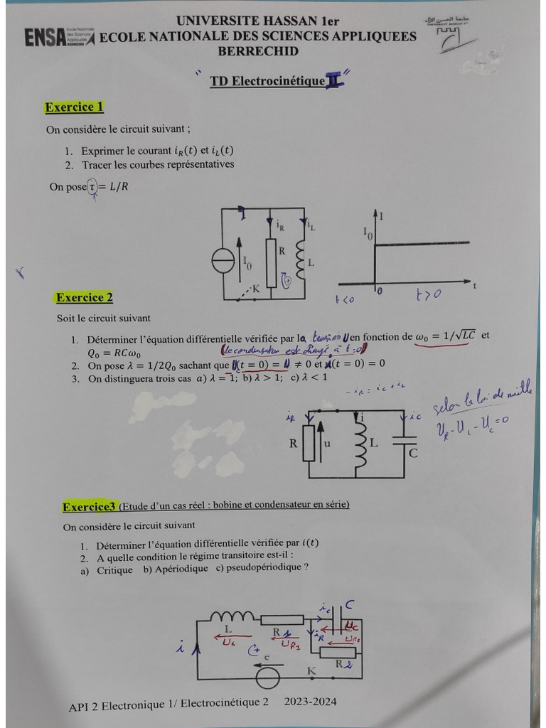 Corr td1&2 - Electrocinétique2 | PDF