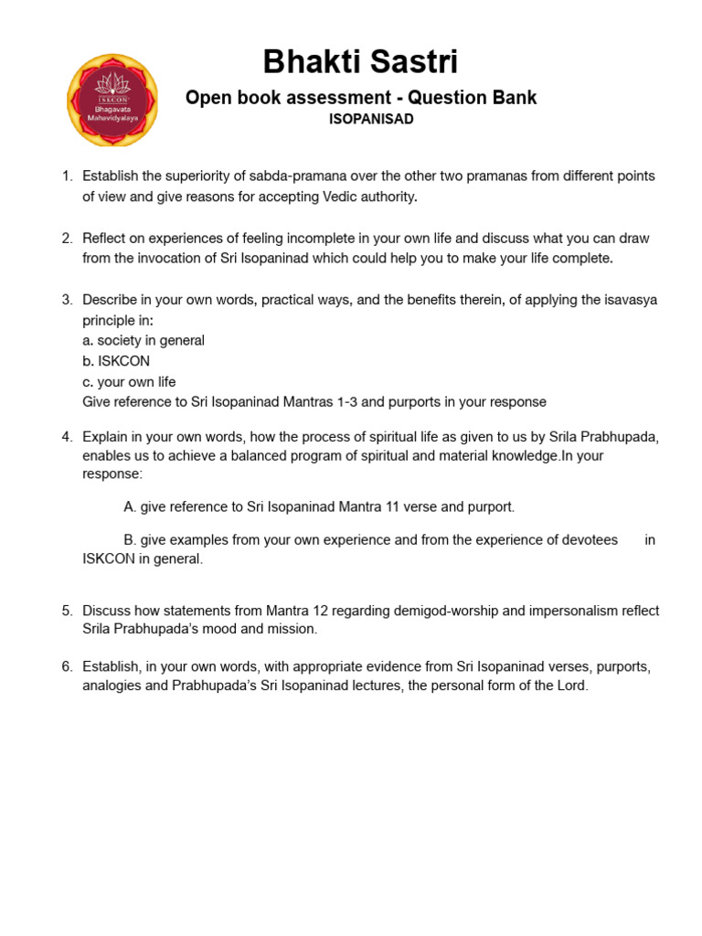 IBMV BS Question Bank ISO Eng | PDF | Indian Philosophy | Indian Religions